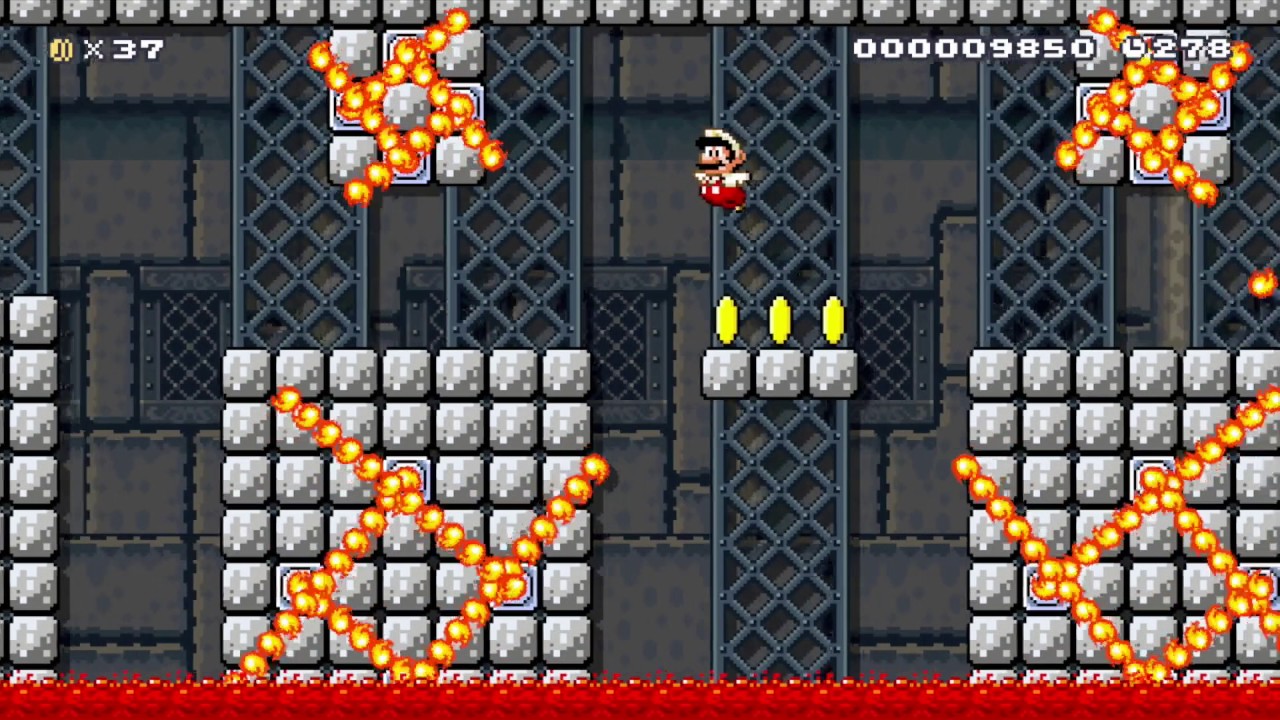 Super Mario Maker Levels: "Frantic Firebars!" - YouTube