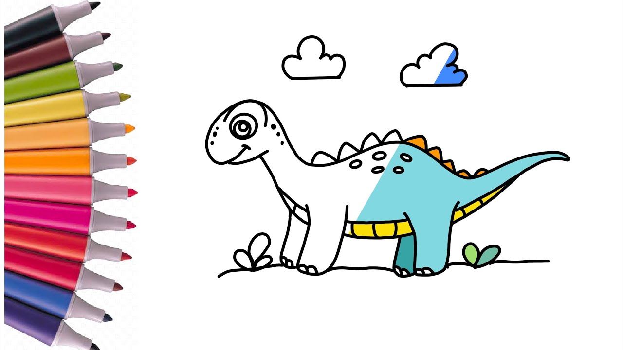 How to draw a Dinosaur easy way - YouTube