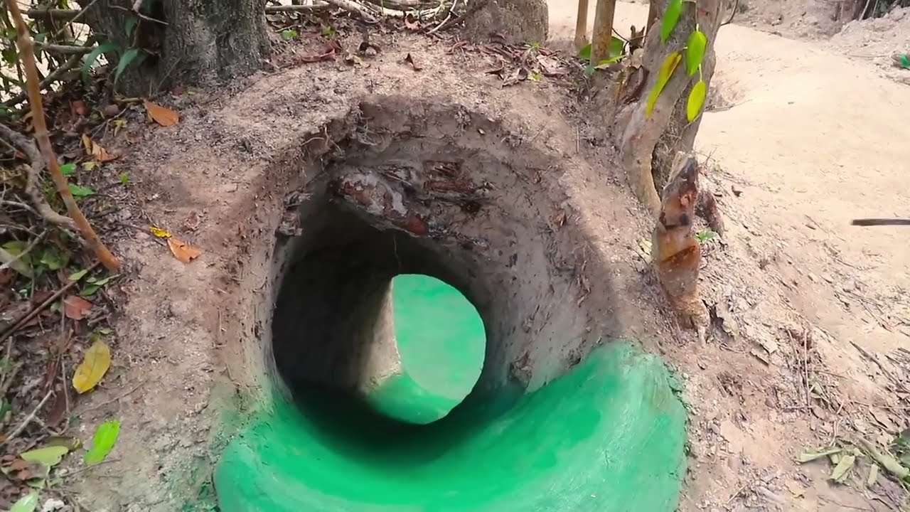 Primitive Underground Pool Crafting in the Forest - YouTube