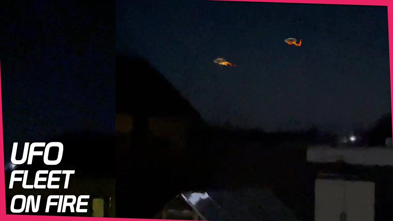 UFO Fleet on fire Appearing above a street full of houses - YouTube
