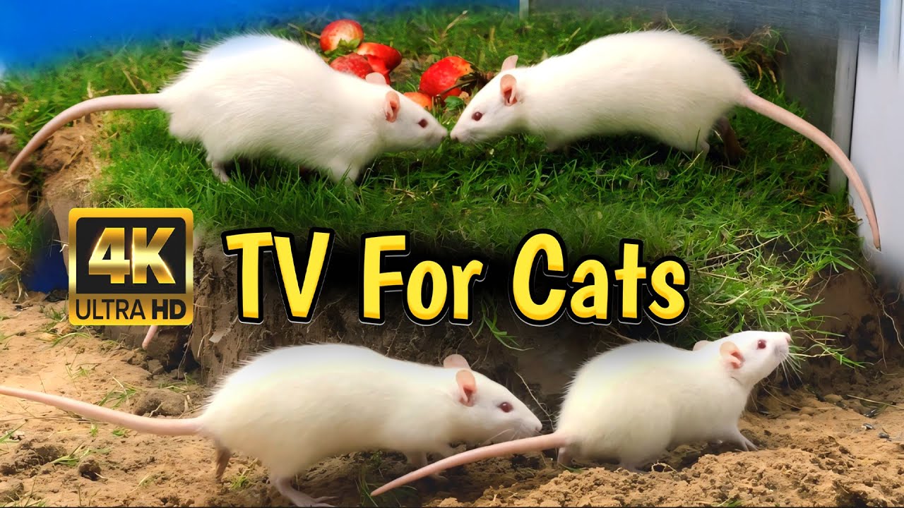 Cat TV Mouse Grabbing Green Grass | Burrow Holes in Mud and Playing for ...
