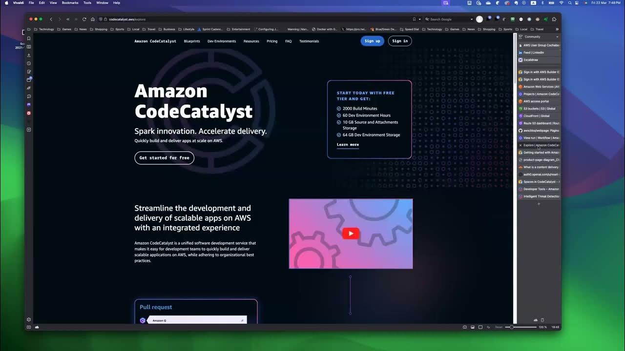 Explorando AWS Code Catalyst y la configuración de un sitio Web básico ...