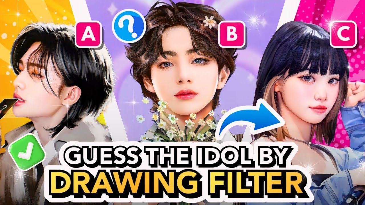 GUESS THE KPOP IDOL BY WEBTOON FILTER | KPOP GAMES 2024 | KPOP QUIZ ...