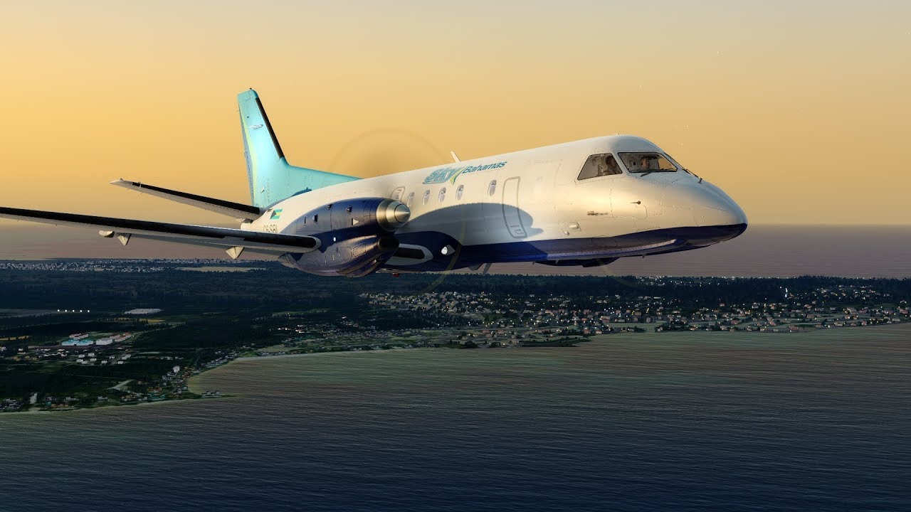 Prepar3D v4 Sky Bahamas Carenado Saab 340B Arrival into Lynden Pindling ...