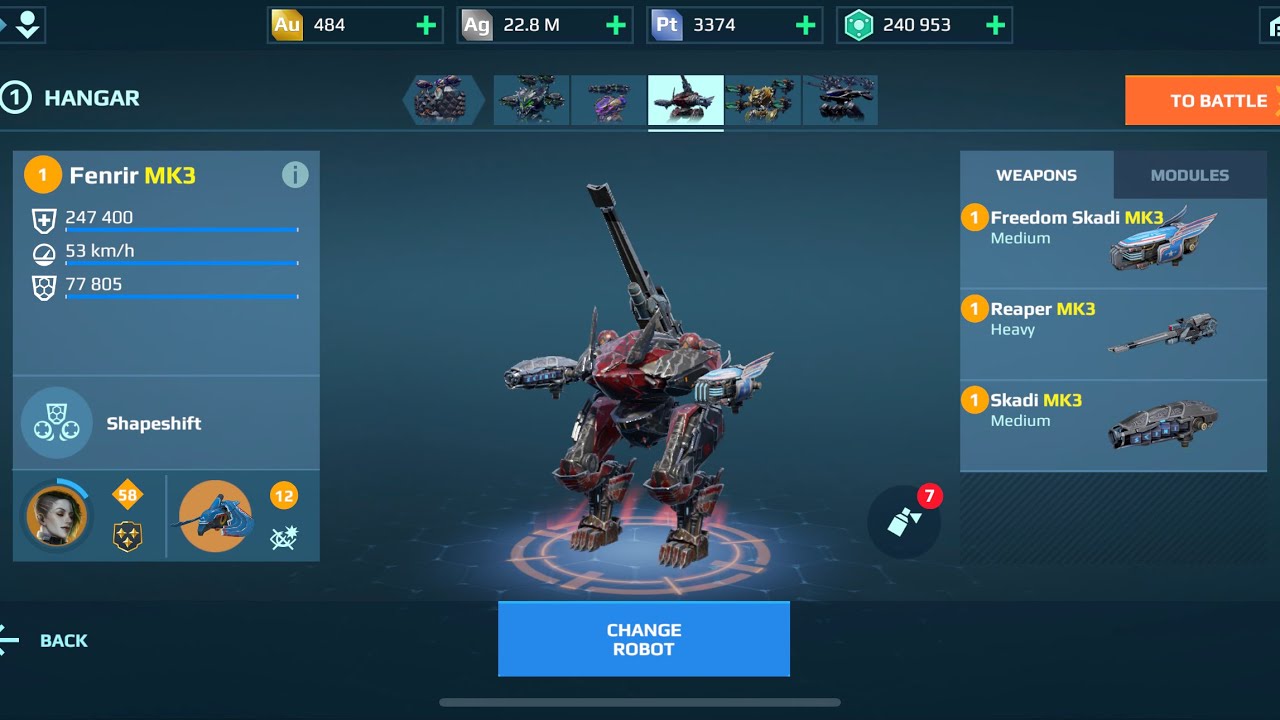 Fenrir Reaper Skadi | War Robots Gameplay - YouTube