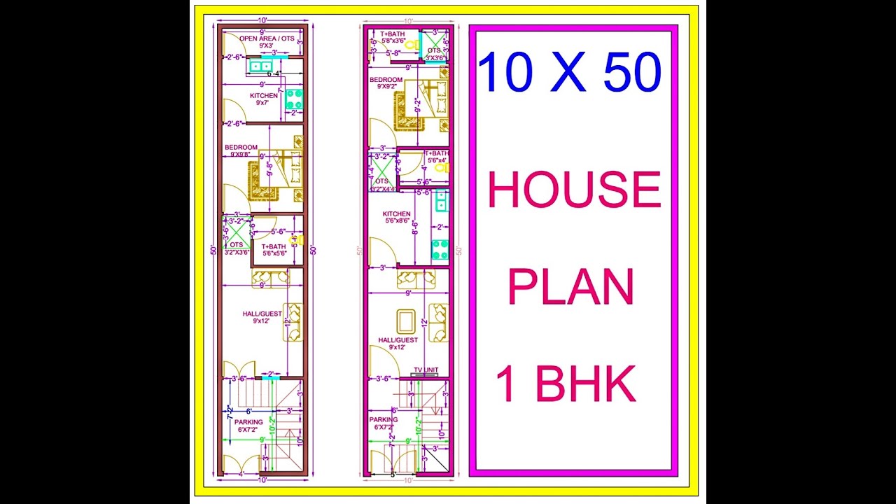 10x50 HOUSE PLAN 1 BHK - YouTube