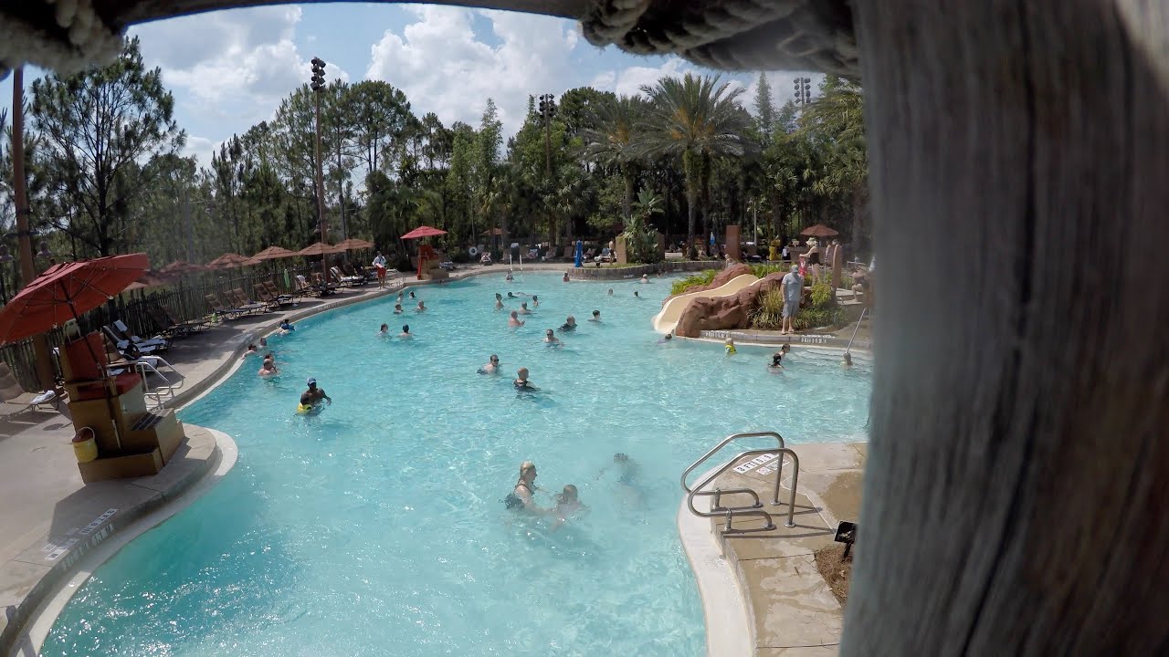 Animal Kingdom Lodge Kidani Pool, Water Slide, and Splash Zone 2021 4K ...