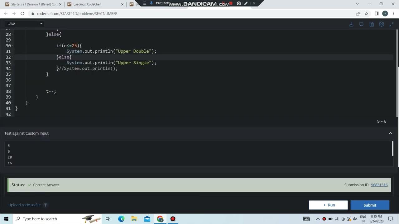 Bus Seat Numbering | Codechef | Starters 91 Solution Code. - YouTube