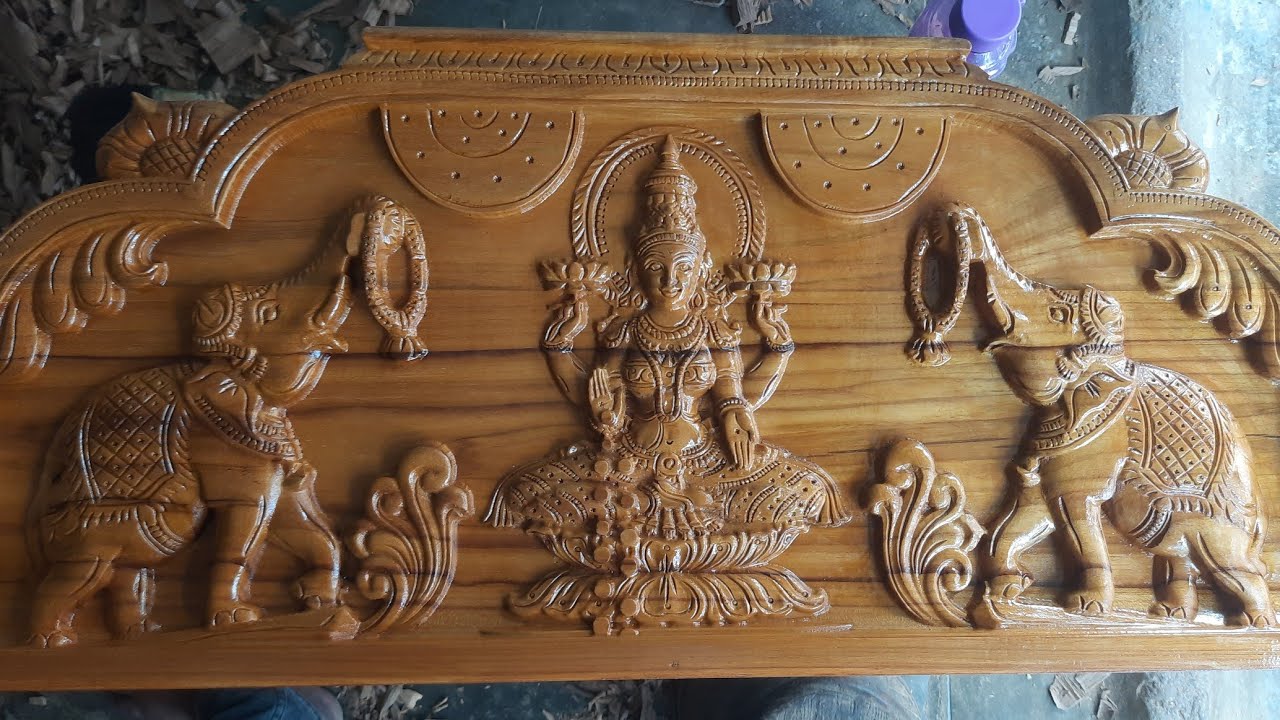 Pooja room Top Lakshmi elephant beautiful wood carving work Balaji ...