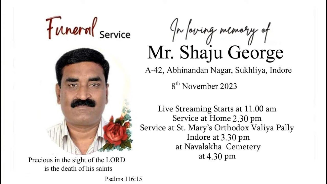 Funeral Service of Mr Shaju George - YouTube