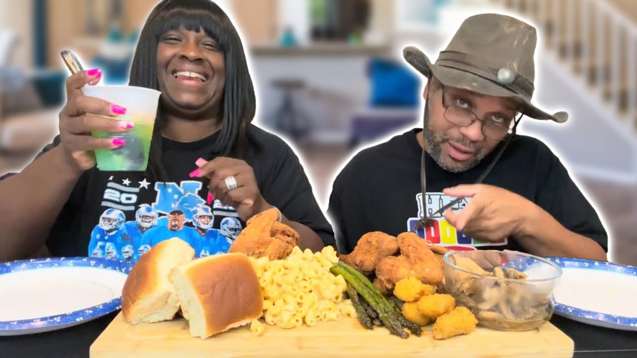 Fried Chicken, Mac & Cheese, Okra, Kool-Aid Mukbang - Eating Show - YouTube
