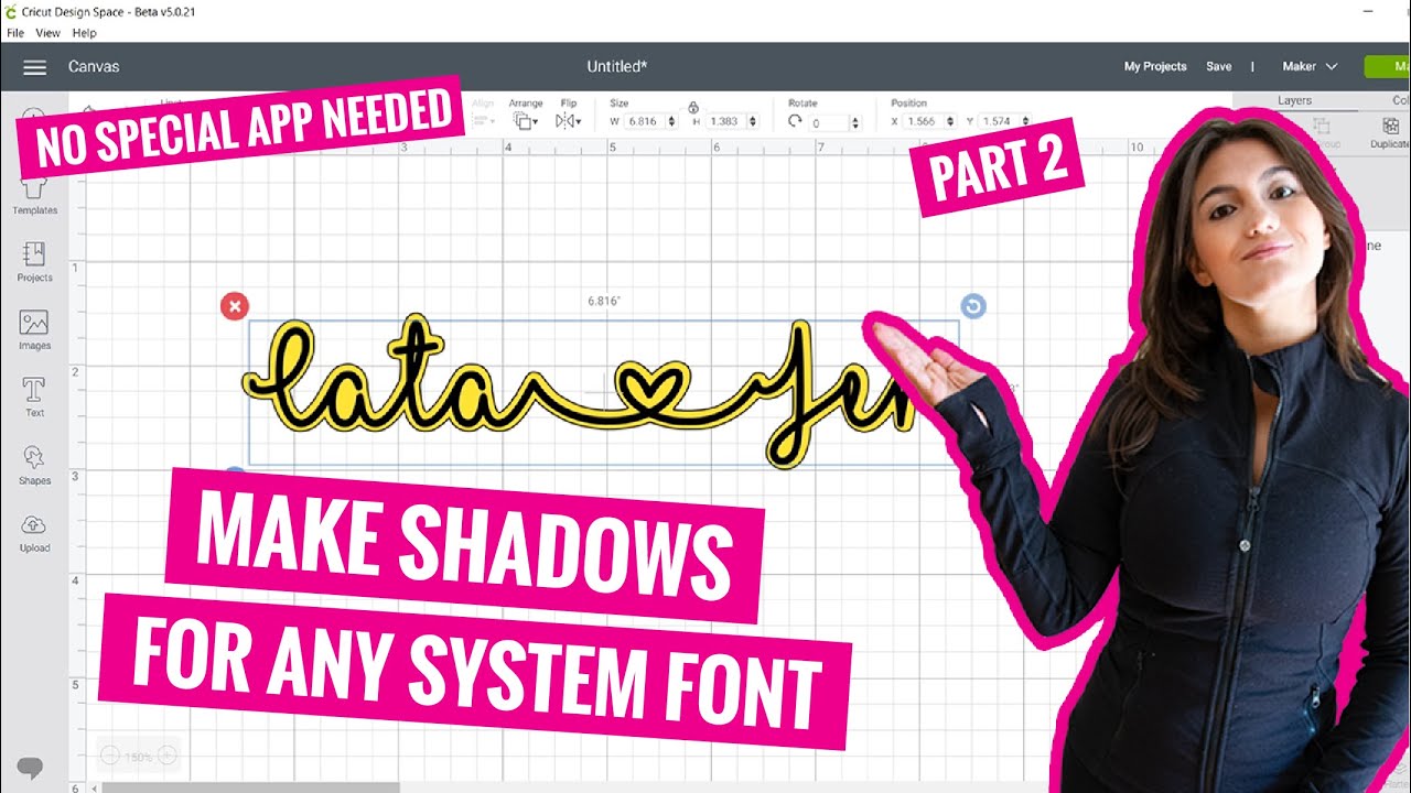 Make shadows for system Fonts in Cricut Design Space - YouTube
