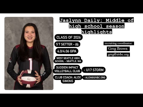 Jaslynn Daily, C/O 2026, High School Mid-season Highlights 2023 - YouTube