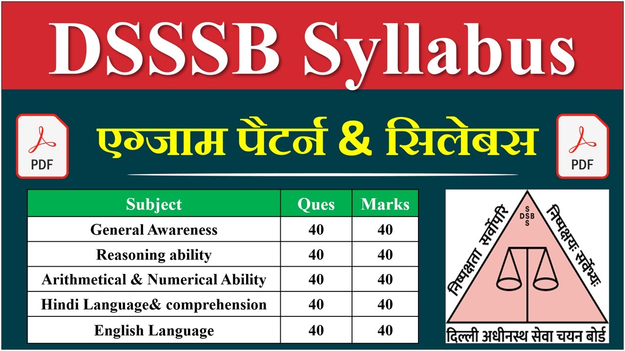 DSSSB Syllabus 2023 in Hindi| DSSSB Recruitment Syllabus 2023 | DSSSB ...