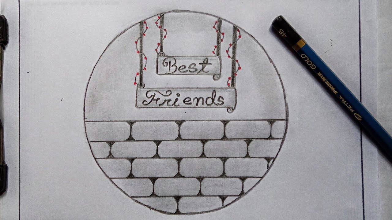 best friend ️ / cute best friend name plate drawing - YouTube