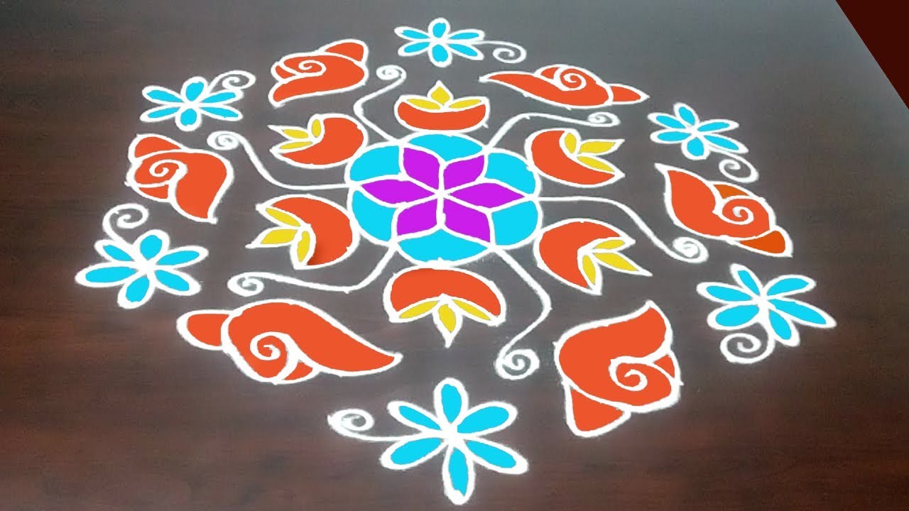 CreativeColourful Shankh Rangoli Design 15 x 8 || Shankam Mugulu 2018 ...