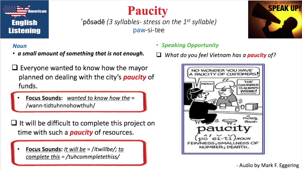 Word of the Day: Paucity - YouTube