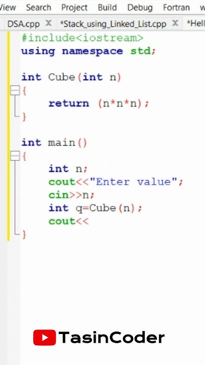 C++ Function to calculate cube | #tasincoder #coding - YouTube