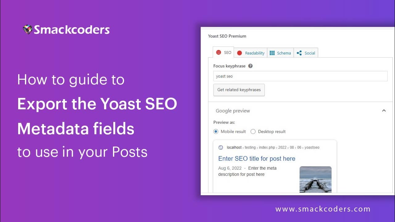How to guide to Export the Yoast SEO Metadata Fields to use in your Posts - YouTube