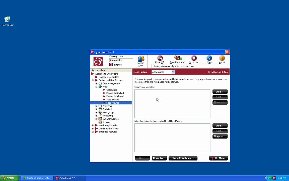 Configuring Web Filtering in CyberPatrol 7.7 - YouTube