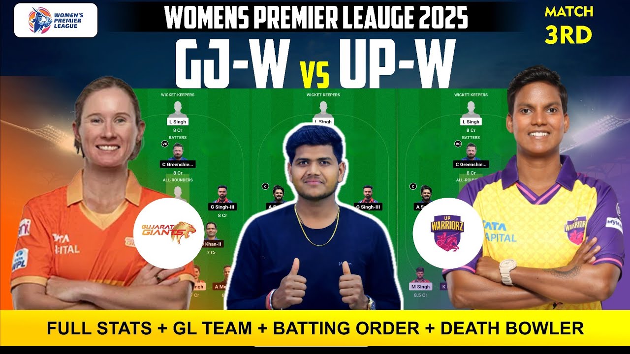 GJ-W vs UP-W || GJ-W vs UP-W Team Prediction || GJ-W vs UP-W 3RD Women ...