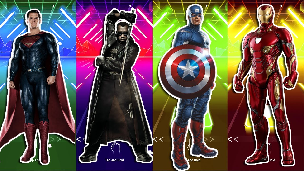 SUPER HEROES 🆚 Superman 🆚 Blade 🆚 Captain America 🆚 Iron-Man | Tiles ...