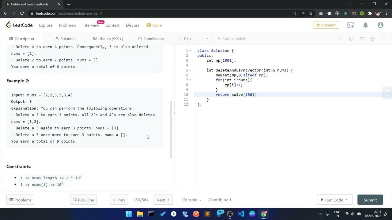 Delete And Earn Leetcode Solution Medium Problem Dp Youtube
