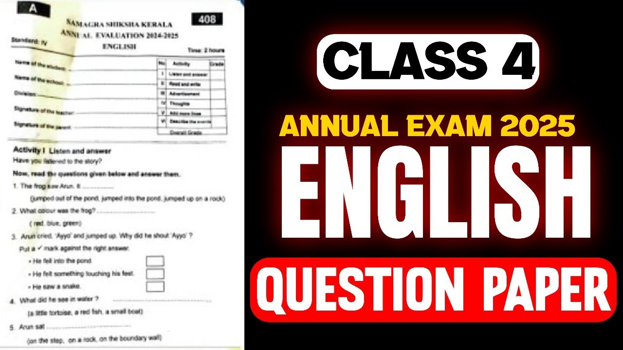 Class 4 English | Final Exam Question Paper & Answer Key | Exam Winner ...