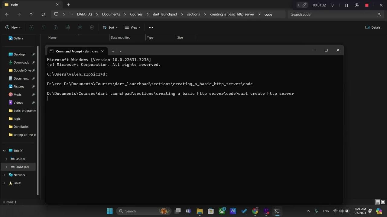 Creating a basic Dart HTTP server - Creating a local project - YouTube