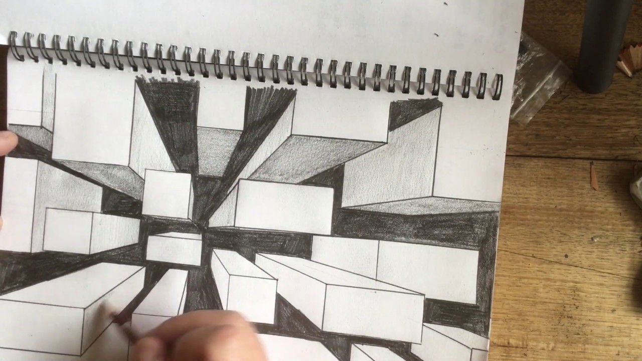 1 point perspective with cuboids - YouTube