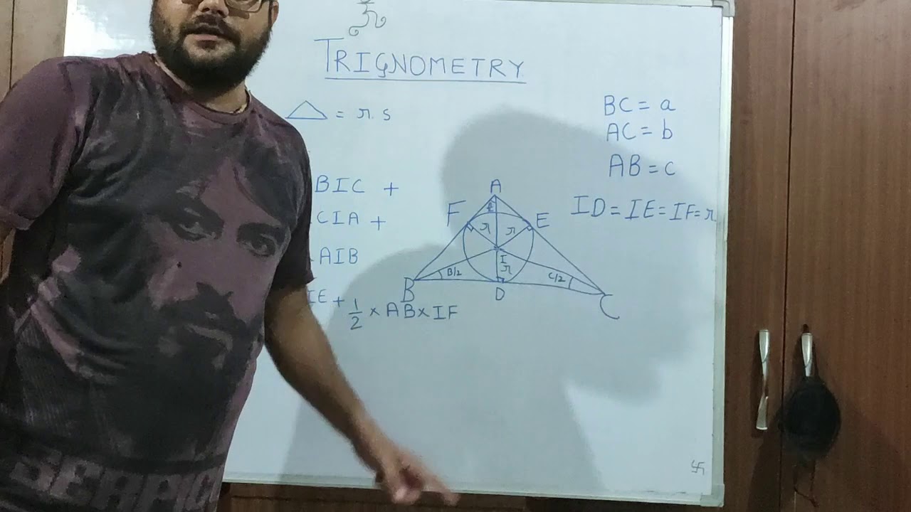 Proof of relationship between area of triangle with semi-perimeter ...