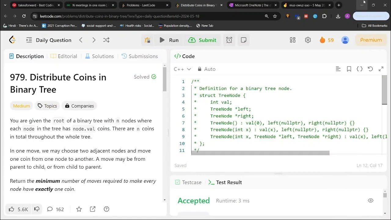 Leetcode 979distribute Coins In Binary Tree Youtube