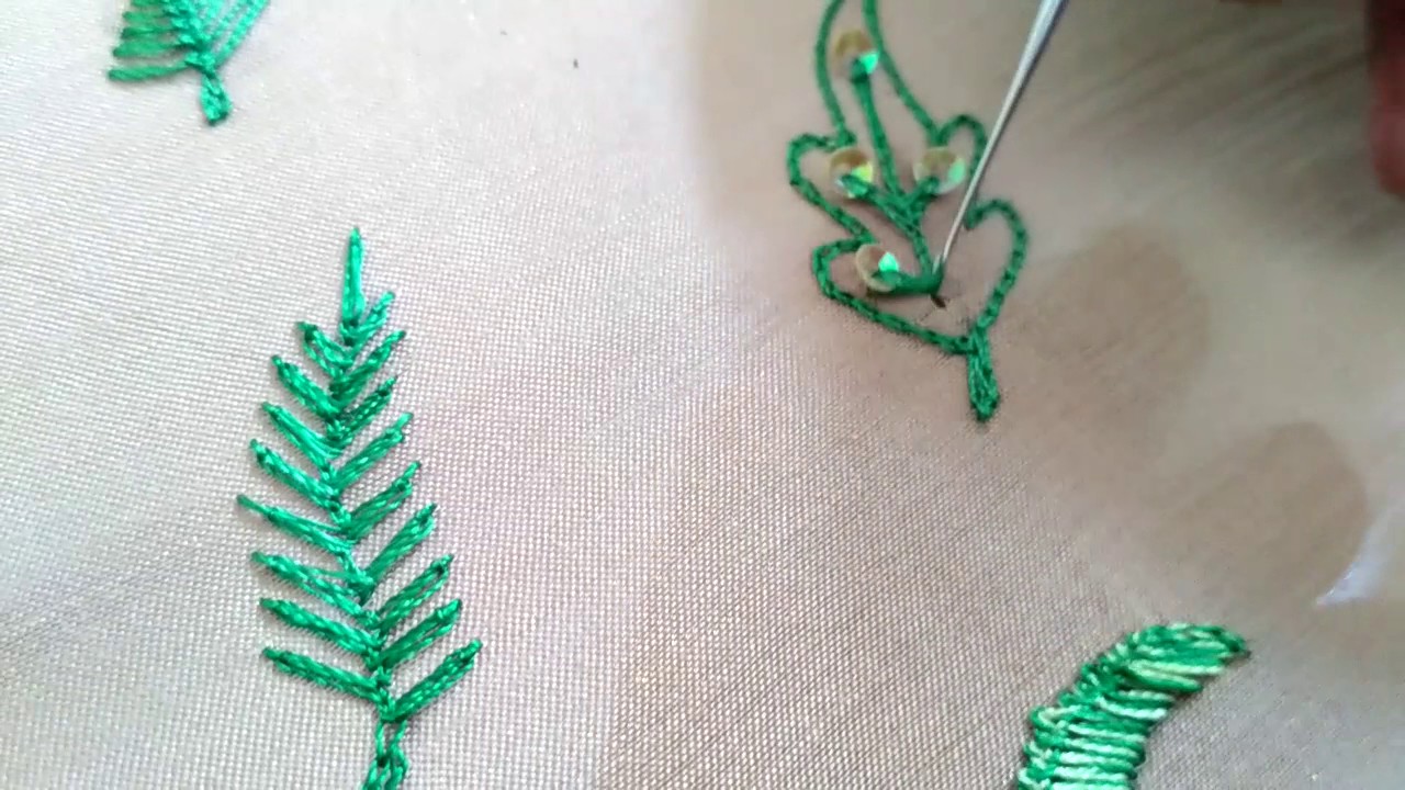 Aari work - Leaf designs with one type of stich - YouTube