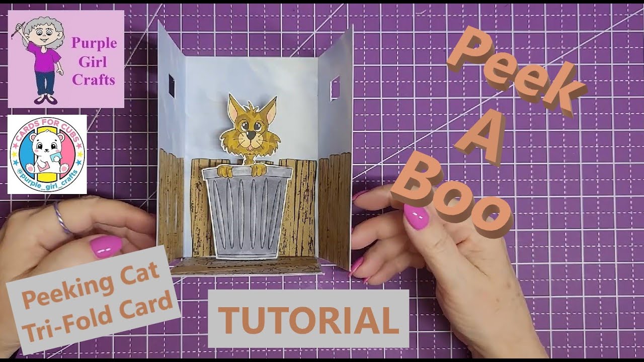 Peeking Cat Tri-Fold Card Tutorial - YouTube