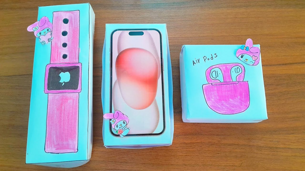 💖[paperdiy] 💖my melody paper iphone ,apple wach &Airpods blind bag ...