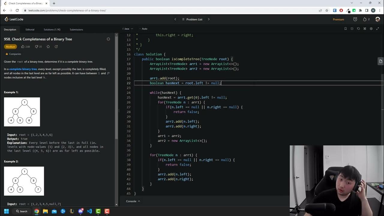 958 Check Completeness Of A Binary Tree Leetcode Medium Java Youtube