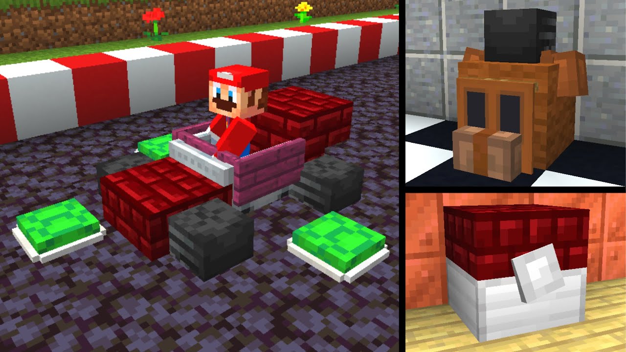 Minecraft: 3 Video Game Build Hacks and Ideas (Mario Kart, FNAF ...
