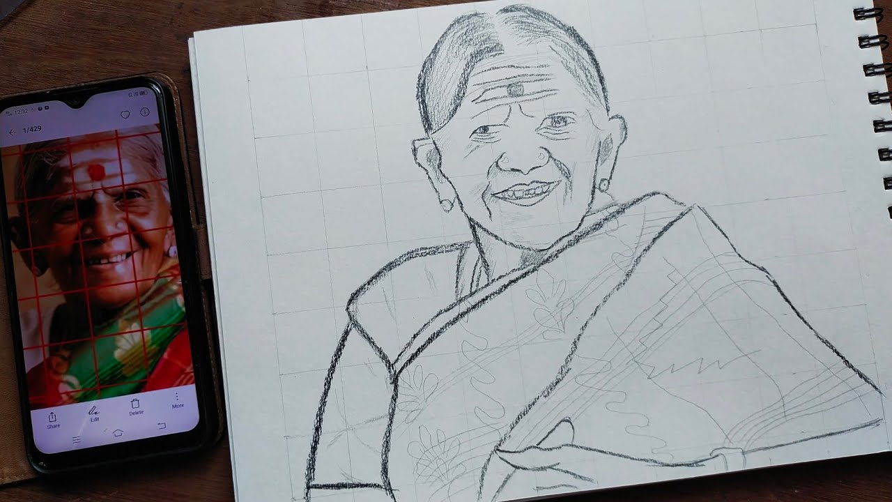 Saalu Marada Thimmakka Drawing || Outline Tutorial - YouTube
