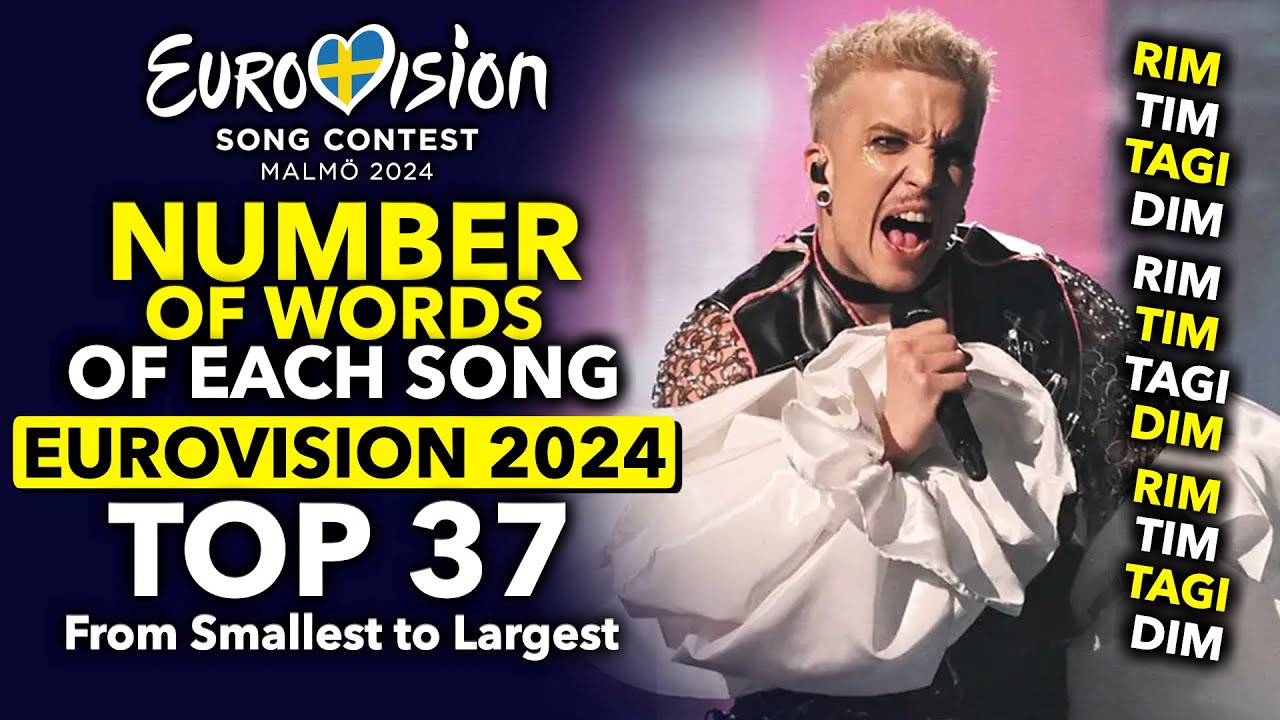 Eurovision 2024 - NUMBER OF WORDS of Each Song (Top 37 from Smallest to ...