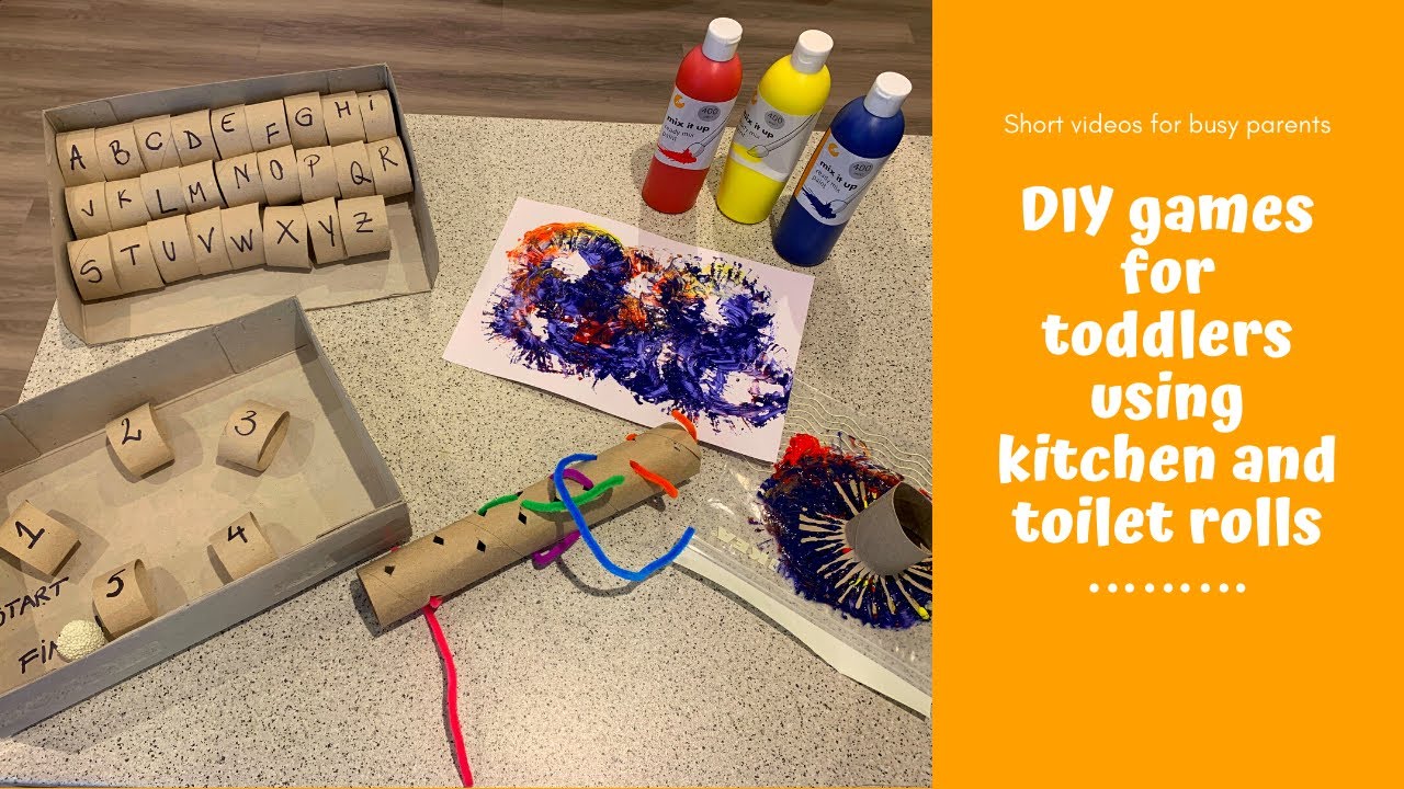 DIY games for toddlers using kitchen and toilet rolls - YouTube