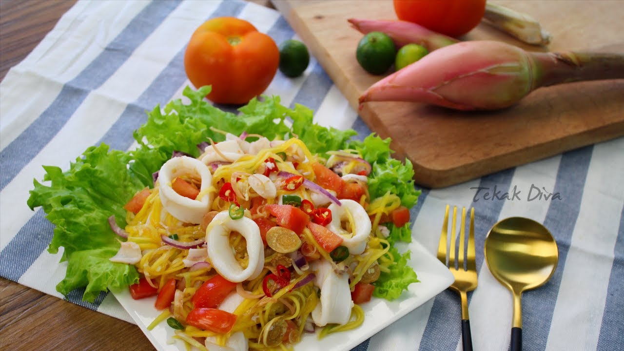 KERABU SOTONG ALA THAI | THAI’S CALAMARI GREEN MANGO SALAD |RESEP ...