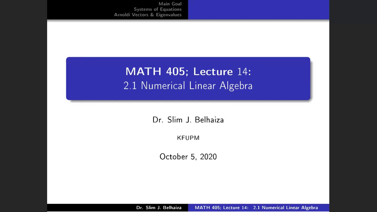 Lecture14 21 Krylov Subspace And Arnoldi Iteration Math405 Learning
