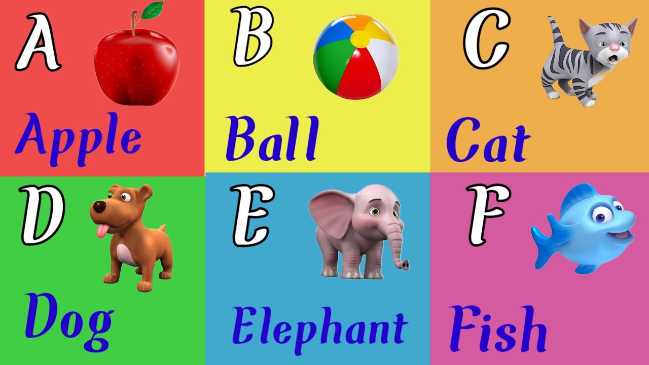 A for Apple B for Ball, ABC alphabets, ABC phonic song,nursery rhymes ...