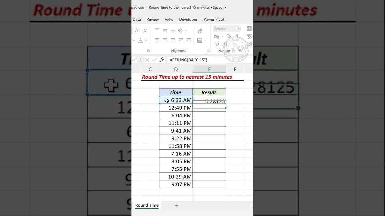 Excel Formula To Round Time To The Nearest 15 Minutes YouTube Excel Formula To Round Time To The Nearest 15 Minutes YouTube
