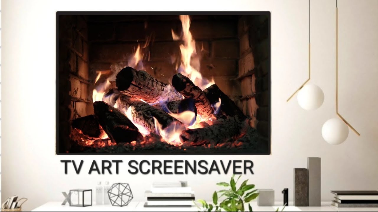 Winter Fireplace TV art screensaver, with Instrumental Christmas Carols ...