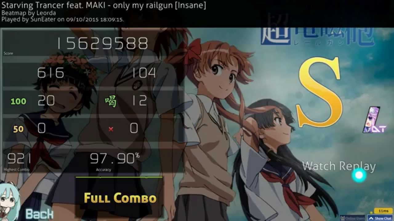 osu! Starving Trancer feat. MAKI - only my railgun [Insane] +DT - YouTube