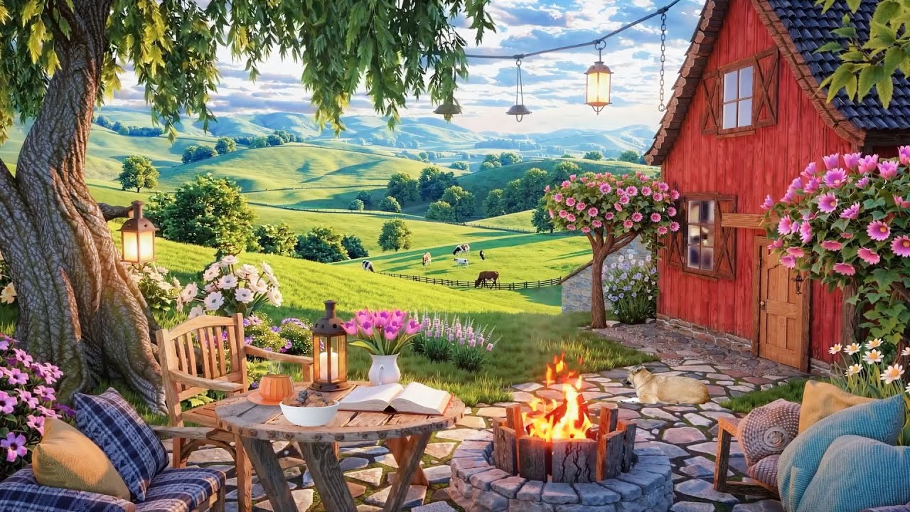 Piano Music In A Spring Farm Cottage Morning – Nature Farm Sounds ...