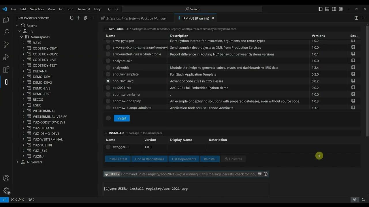 Using InterSystems Package Manager (IPM / ZPM) from VS Code - YouTube