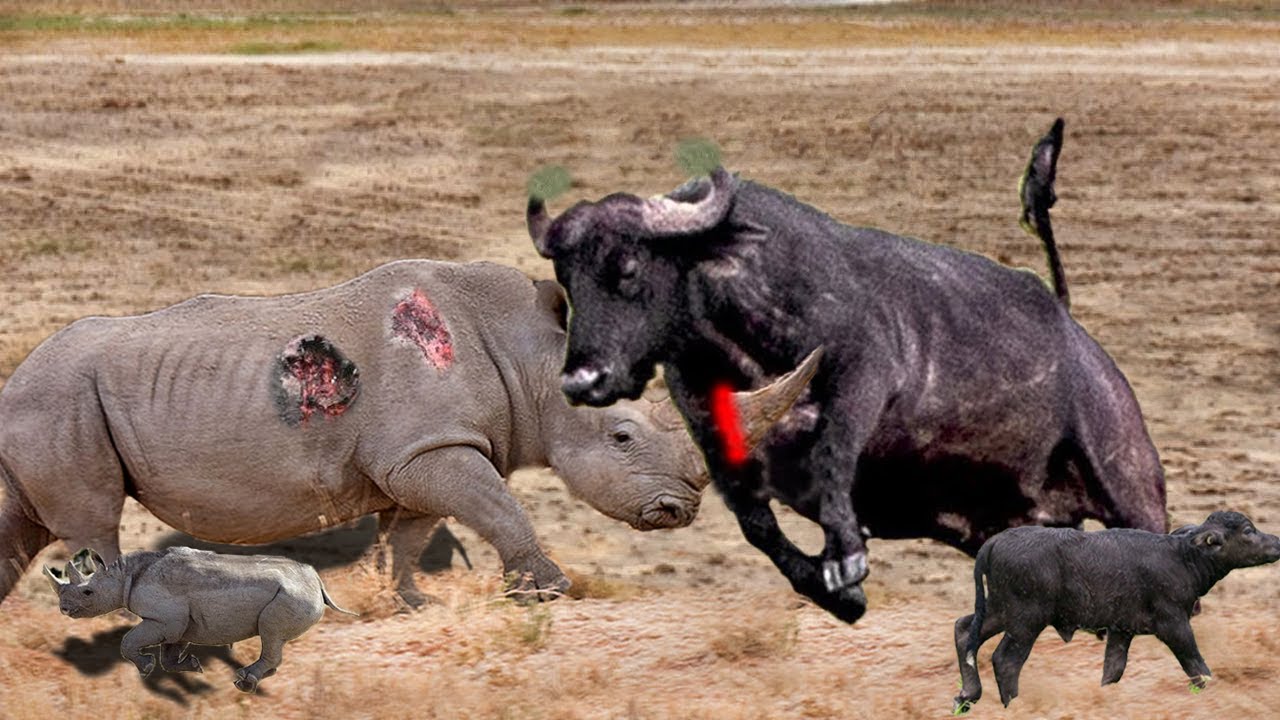 Rhino Attacks Buffalo to Seize Territory, Who Will Win ?! - YouTube