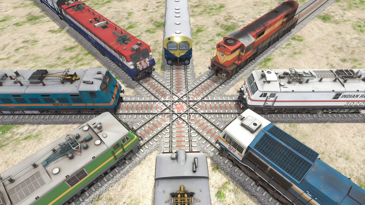 Eight Trains Crossing Each other at Diamond Crossing#3 - BeamNG.Drive ...